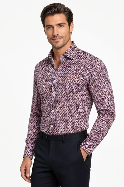 MASUTTO Ochs Print Button-up Long Sleeve Shirt