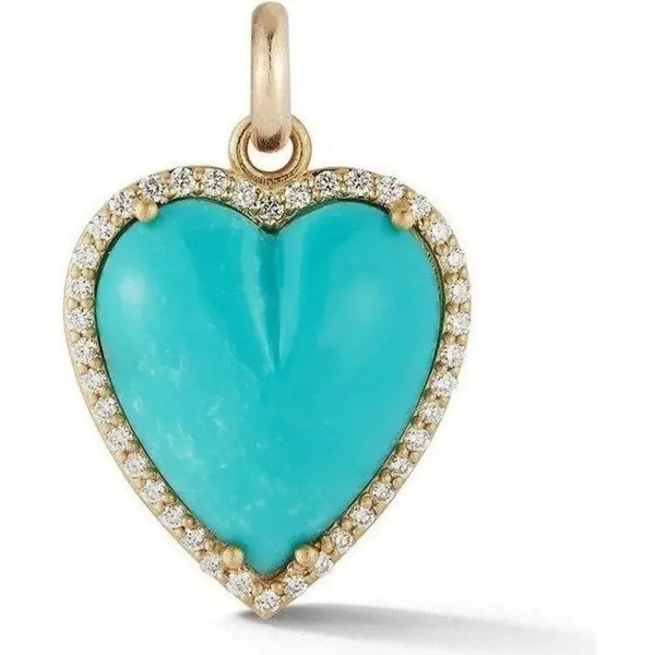 STORROW Large Alana Heart Charm With And Diamond - Turquoise
