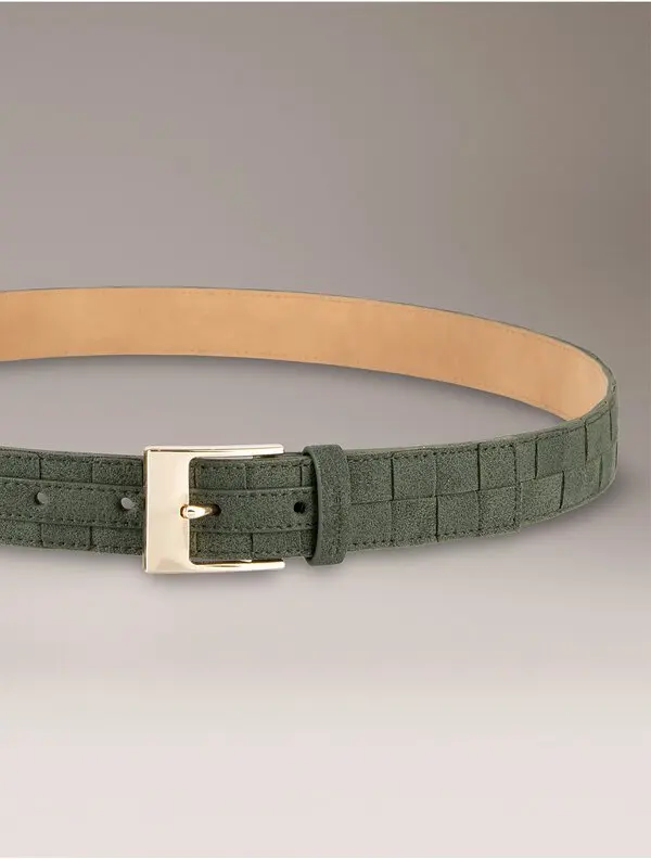 Calvin Klein Woven Leather Belt - Green