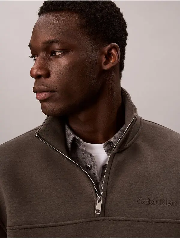 Calvin Klein Spacer Quarter Zip Sweatshirt - Beluga