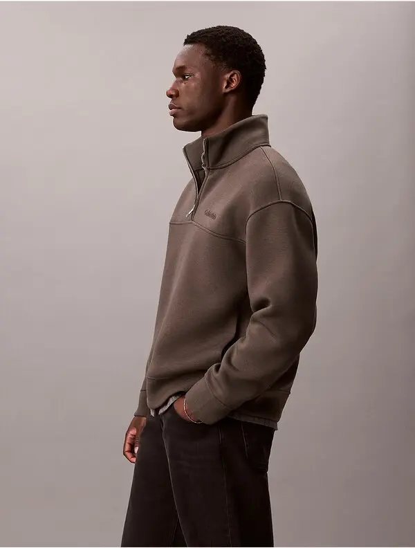 Calvin Klein Spacer Quarter Zip Sweatshirt - Beluga