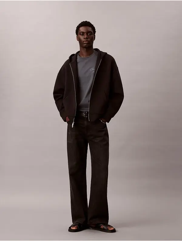 Calvin Klein Cotton Spacer Full Zip Hoodie - Black