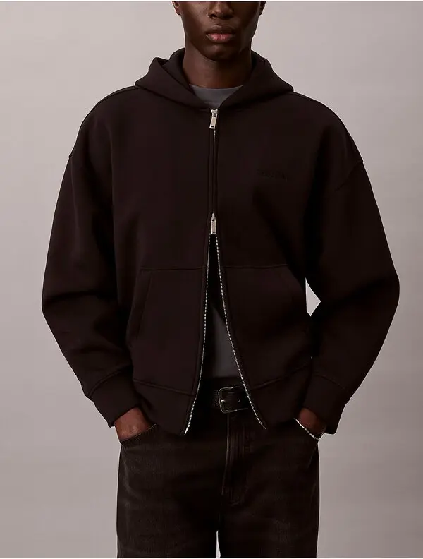 Calvin Klein Cotton Spacer Full Zip Hoodie - Black