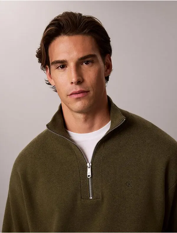 Calvin Klein Smooth Cotton Quarter Zip Sweater