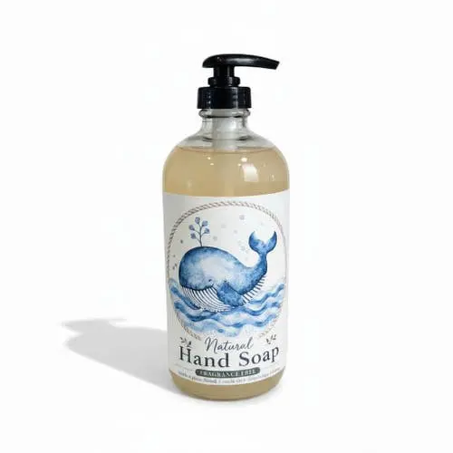 BUTTERFLY & BEE Natural Hand Soap In Glass Dispenser With Nautical Design