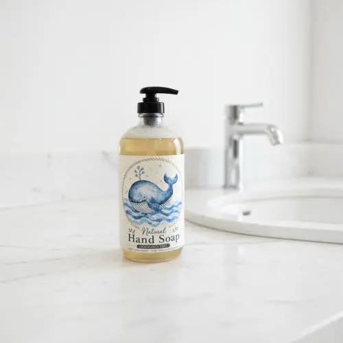 BUTTERFLY & BEE Natural Hand Soap In Glass Dispenser With Nautical Design