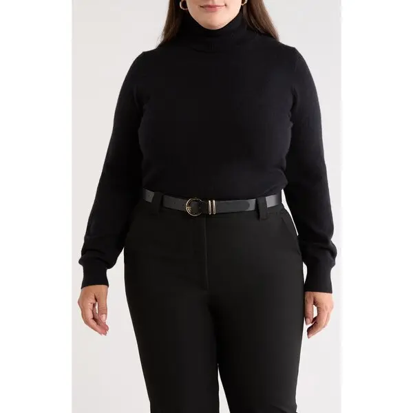 Nordstrom Classic Cashmere Turtleneck Sweater - Black Rock