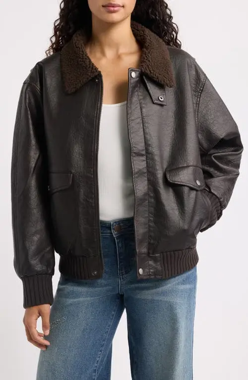 BDG URBAN OUTFITTERS Brooklyn Faux Leather Aviator Jacket
