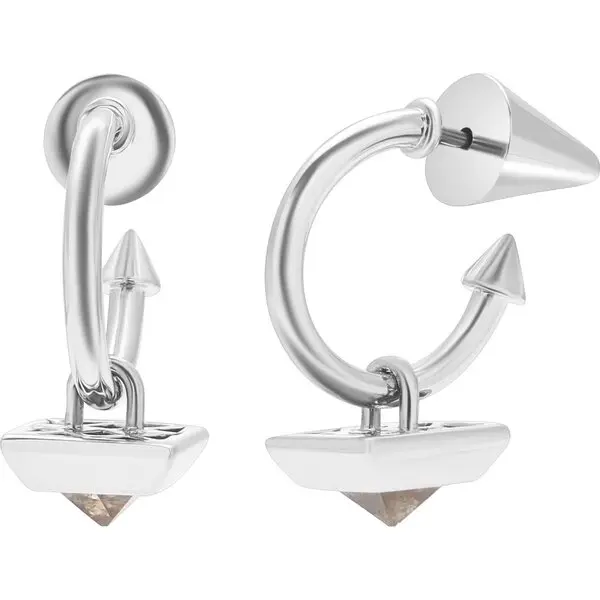 EDDIEBORGO Pyramid Charm Hoop Earrings - Silver/labradorite