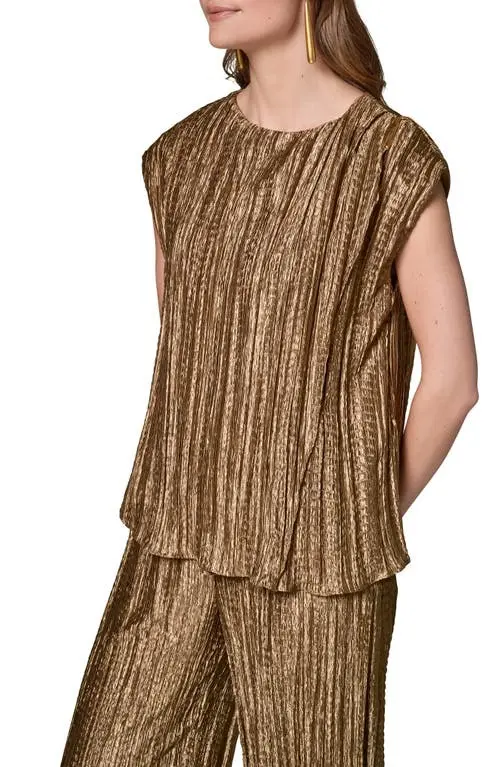 Donna Karan New York Pleated Metallic Top