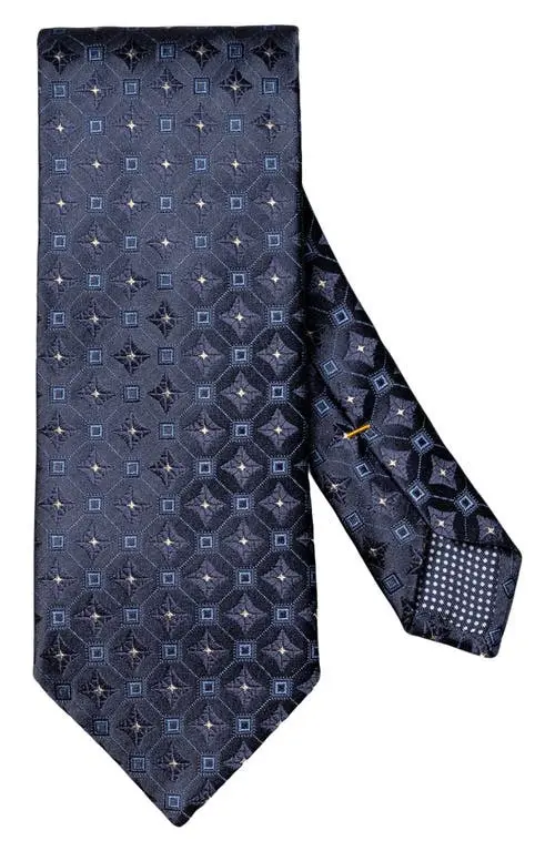 Eton Medallion Woven Silk Tie - Navy