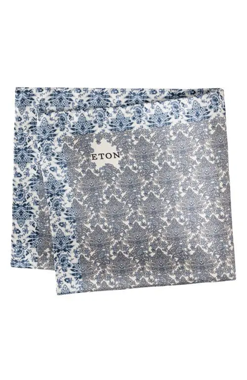 Eton Floral Silk Twill Pocket Square - Light Beige