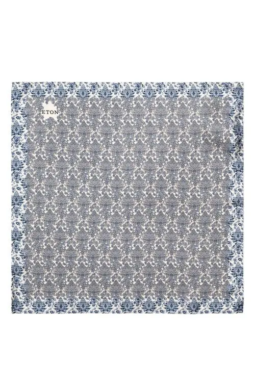 Eton Floral Silk Twill Pocket Square - Light Beige