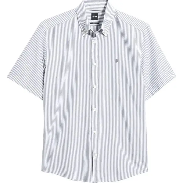 BOSS Liam Regular Fit Pinstripe Short Sleeve Button-down Shirt