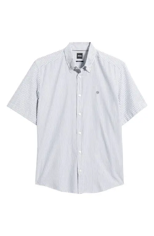 BOSS Liam Regular Fit Pinstripe Short Sleeve Button-down Shirt