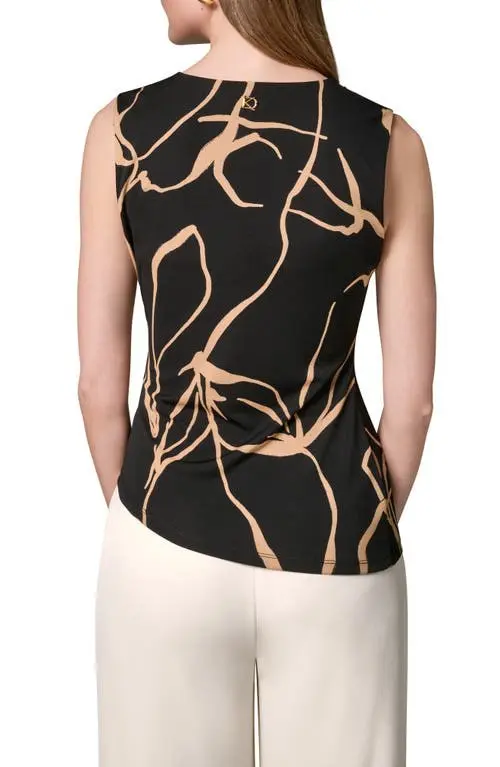 Donna Karan New York Hardware Print Gather Sleeveless Top