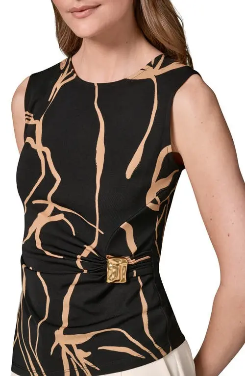 Donna Karan New York Hardware Print Gather Sleeveless Top
