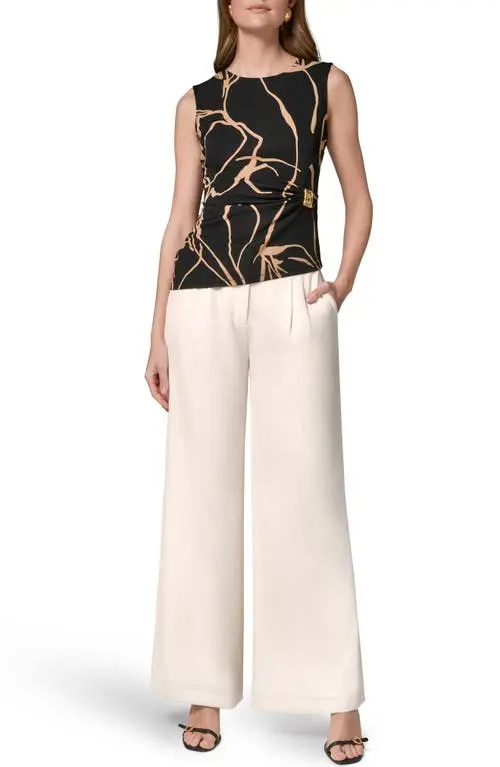 Donna Karan New York Hardware Print Gather Sleeveless Top