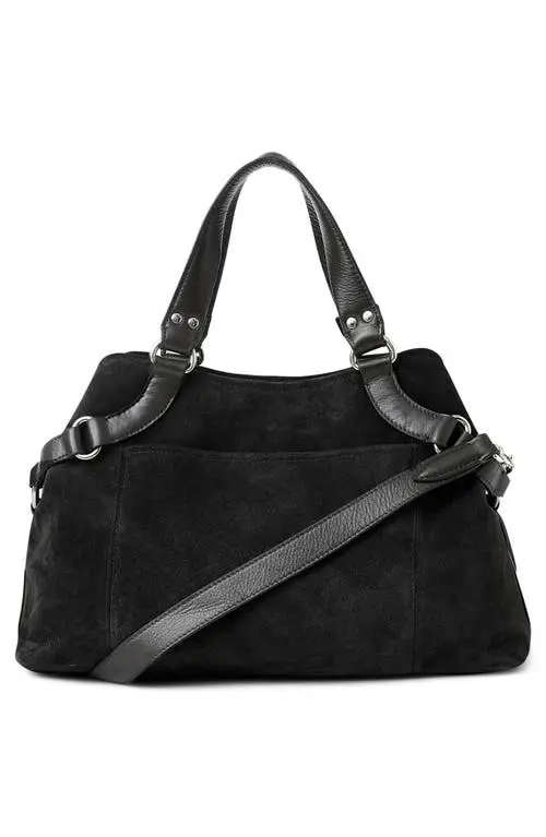 AIMEE Dash Leather Satchel - Black Suede
