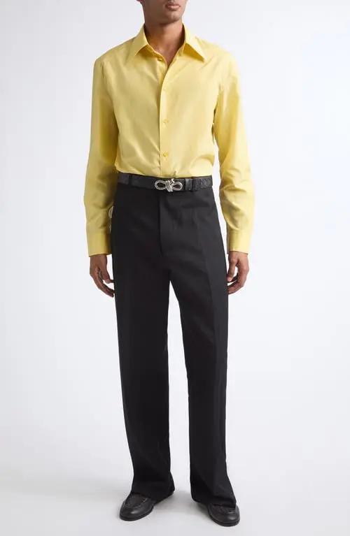 Bottega Veneta Light Wool Grain De Poudre Straight Leg Pants