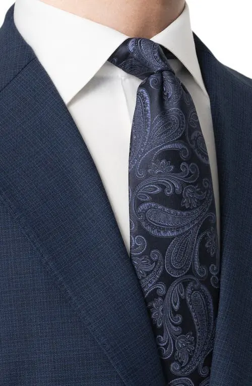 Eton Paisley Woven Silk Tie - Navy