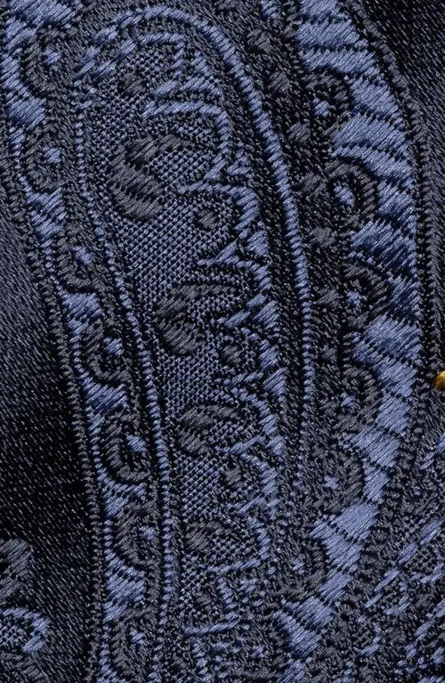 Eton Paisley Woven Silk Tie - Navy