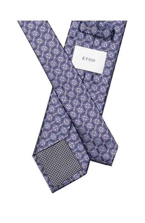 Eton Geometric Woven Silk Tie - Medium Purple