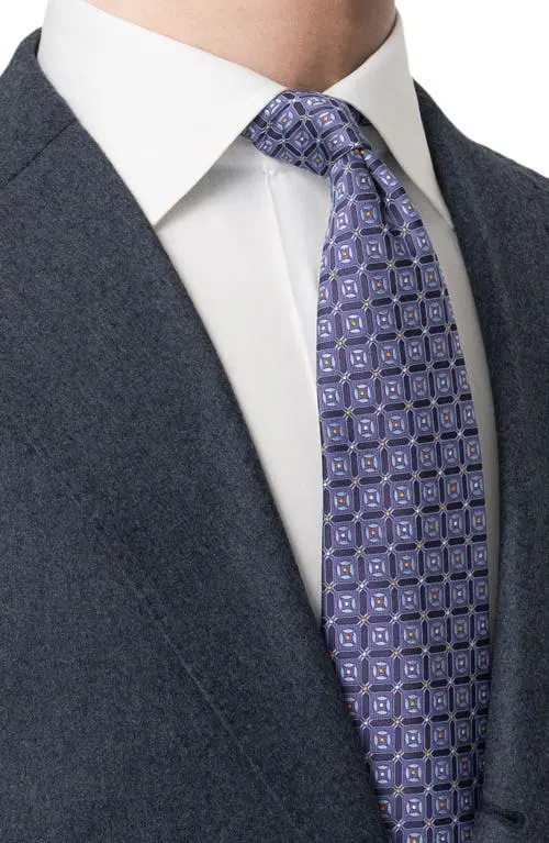 Eton Geometric Woven Silk Tie - Medium Purple