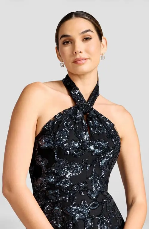 Dress The Population Manon Sequin Halter Gown