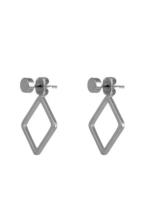 BEARFRUIT JEWELRY Diana Earring Jackets Minimalist Geometric Statement - Dark Grey