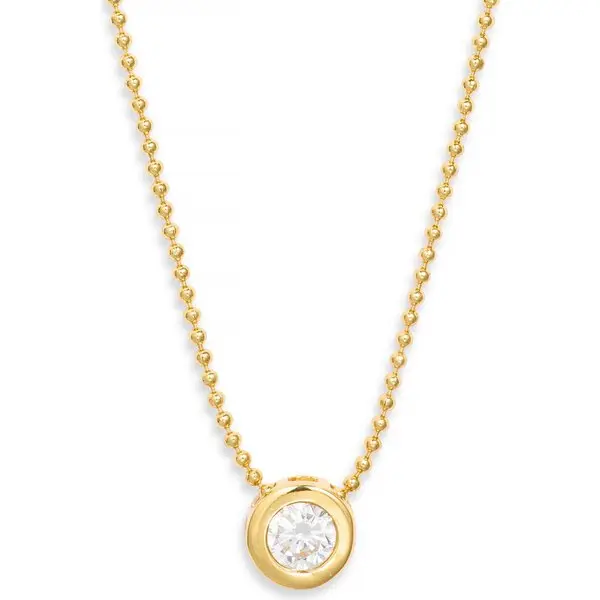 Nordstrom Bezel Cubic Zirconia Pendant Necklace - Clear- Gold