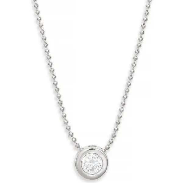 Nordstrom Bezel Cubic Zirconia Pendant Necklace - Clear- Silver