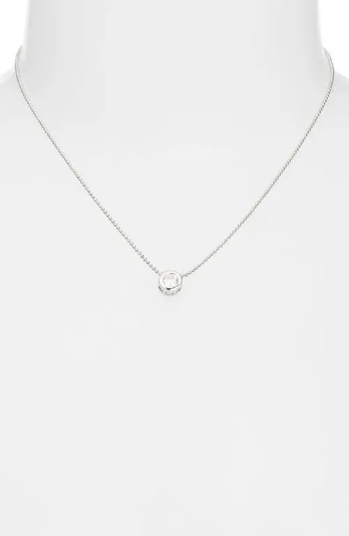 Nordstrom Bezel Cubic Zirconia Pendant Necklace - Clear- Silver