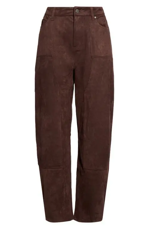 KITTENISH High Waist Faux Suede Barrel Leg Jeans
