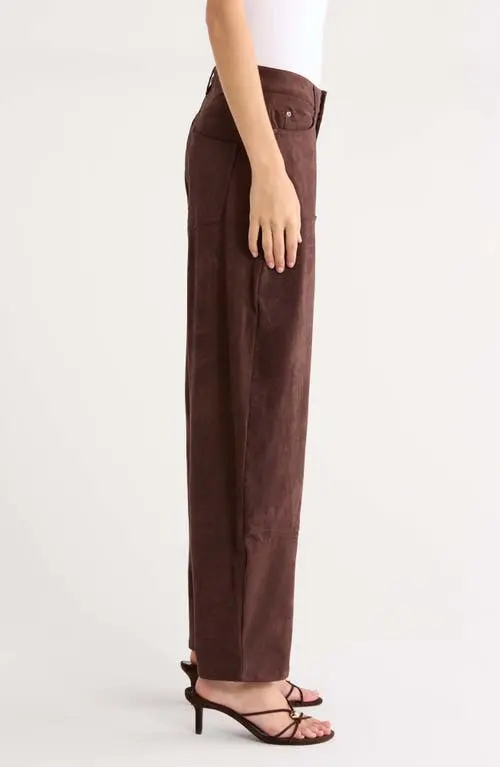 KITTENISH High Waist Faux Suede Barrel Leg Jeans