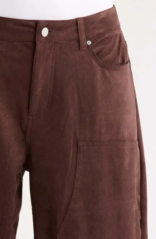 KITTENISH High Waist Faux Suede Barrel Leg Jeans