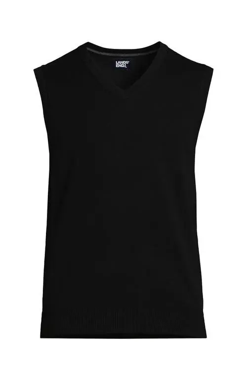 LANDS' END Fine Gauge Cotton Vest - Black