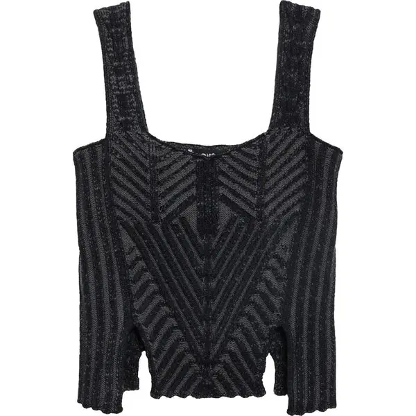 PAOLINA RUSSO Warrior Corset Mixed Stitch Merino Wool Sweater Tank