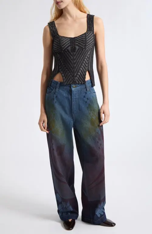 PAOLINA RUSSO Warrior Corset Mixed Stitch Merino Wool Sweater Tank