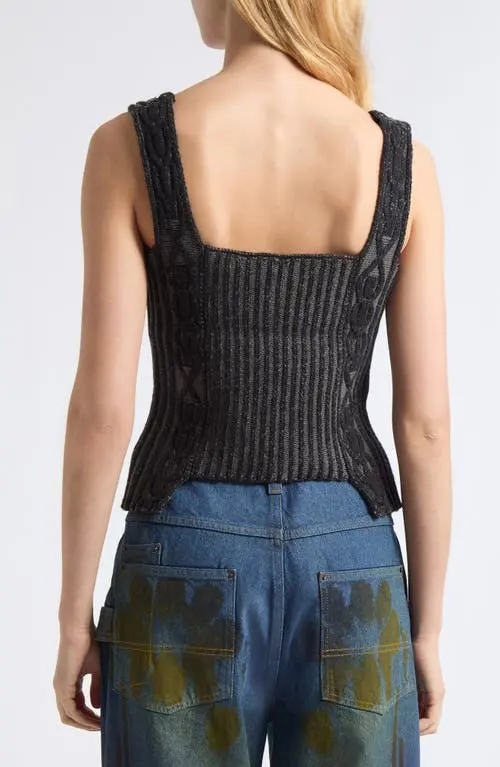 PAOLINA RUSSO Warrior Corset Mixed Stitch Merino Wool Sweater Tank