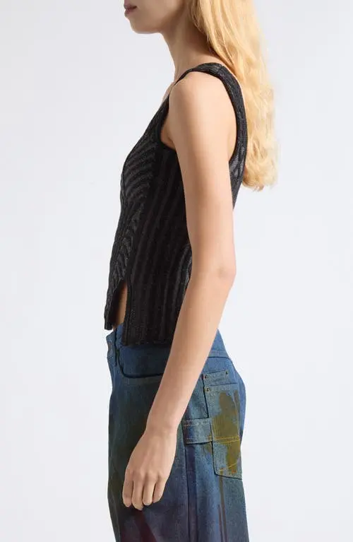 PAOLINA RUSSO Warrior Corset Mixed Stitch Merino Wool Sweater Tank