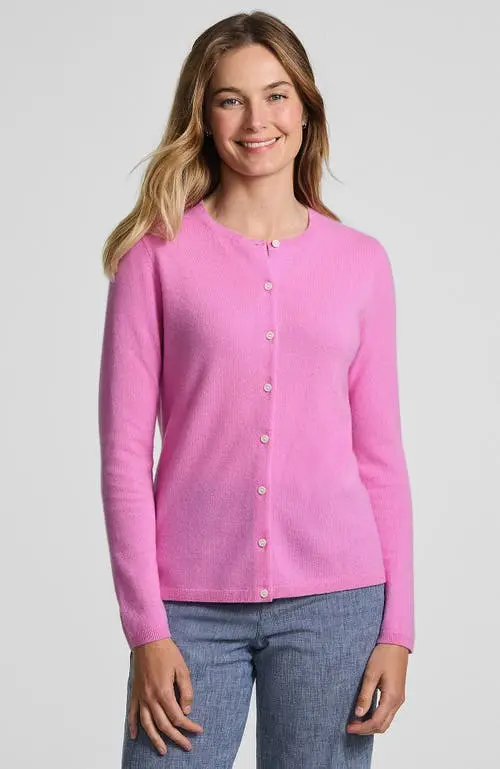 LANDS' END Cashmere Cardigan Sweater - Aster Pink