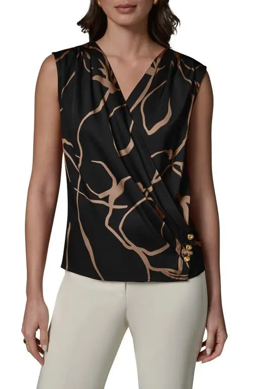 Donna Karan New York Faux Wrap Top - Blk/fawn