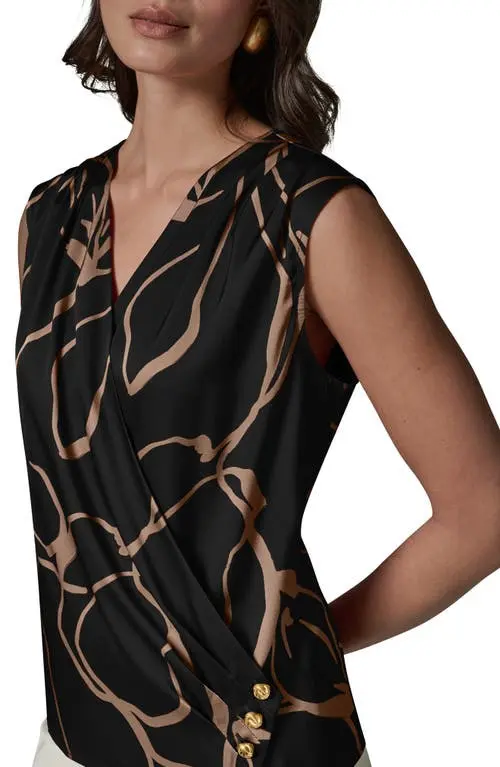 Donna Karan New York Faux Wrap Top - Blk/fawn
