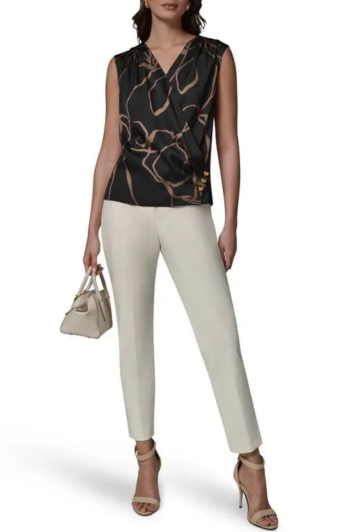 Donna Karan New York Faux Wrap Top - Blk/fawn
