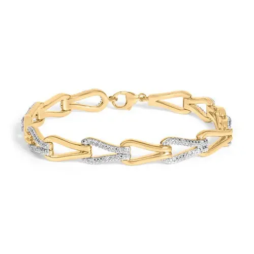 HAUS OF BRILLIANCE Gold Vermeil 1/7 Cttw Diamond Bold Knot Link Bracelet - Silver