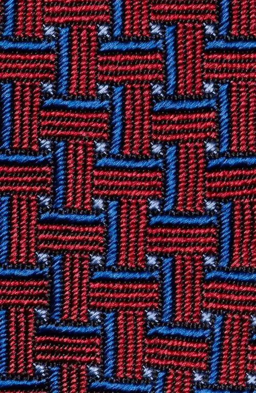 Eton Geometric Woven Silk Tie - Medium Red