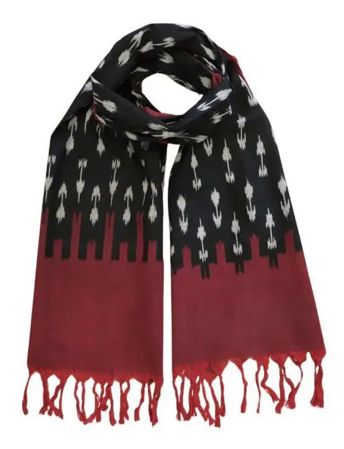 PASSION LILIE Apple Ikat Scarf - Black/deep Red