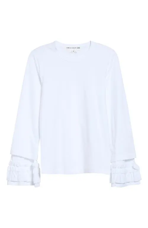 Comme Des Garçons Ruffle Cuff Long Sleeve Cotton Top