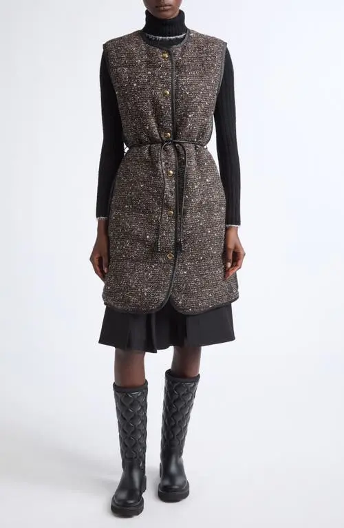 Moncler Figurative Wool Blend Tweed Vest - Black
